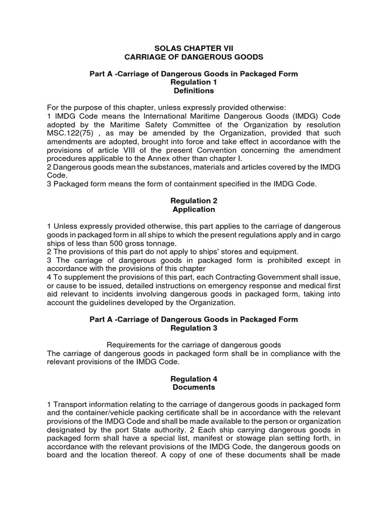 Solas Chapter Vii | PDF | Dangerous Goods | Radioactive Waste