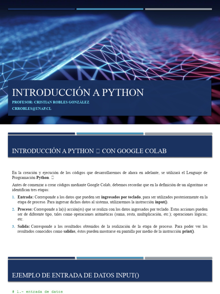 1 +Introducción+a+Python | PDF | Variable (informática) | Python (lenguaje de programación)