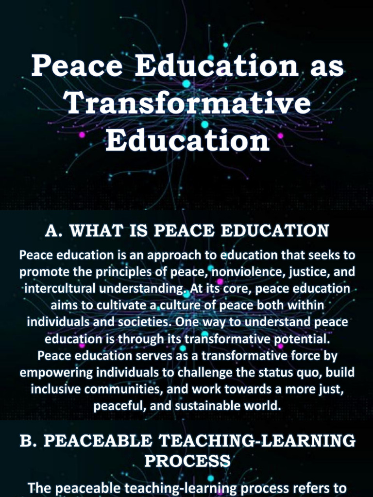 Peace Education As Transformative Education 1 | PDF