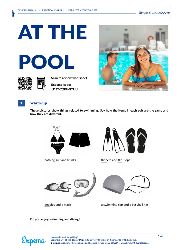 At The Pool American English Teacher | Download Free PDF | Swimming ...