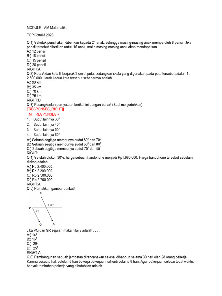 Template Soal Pilihan Ganda | PDF