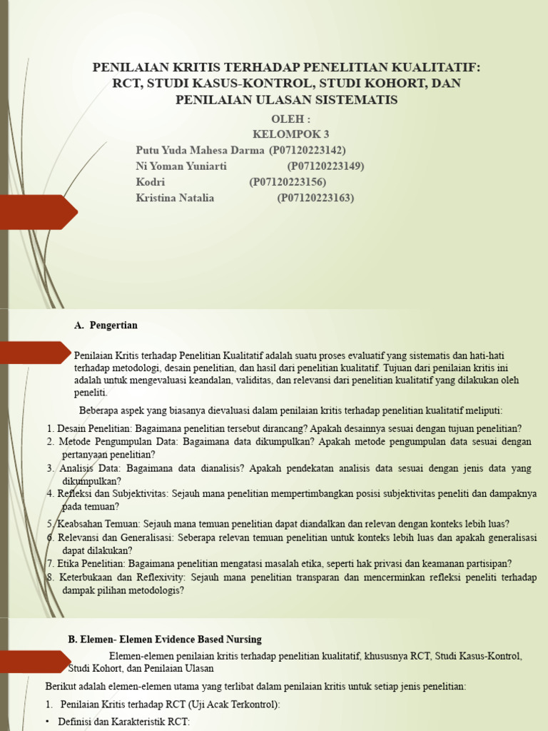 Ppt. PENILAIAN KRITIS TERHADAP PENELITIAN KUALITATIF KLP 3 | PDF ...