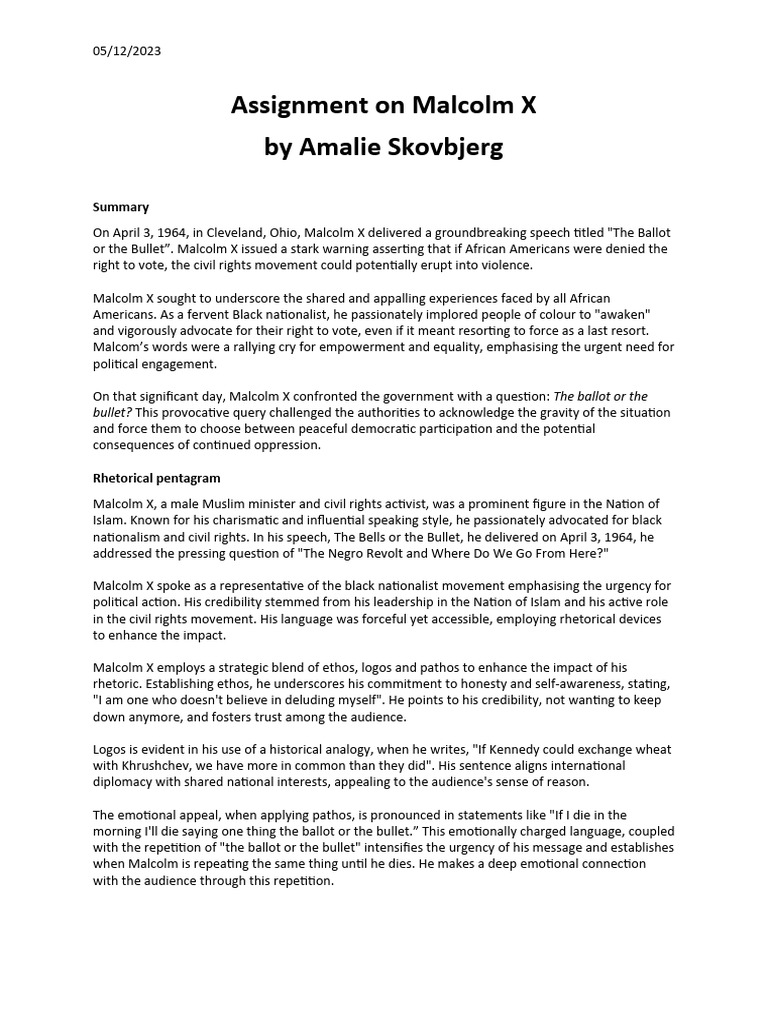 Assignment On Malcolm X by Amalie Skovbjerg | PDF | Malcolm X