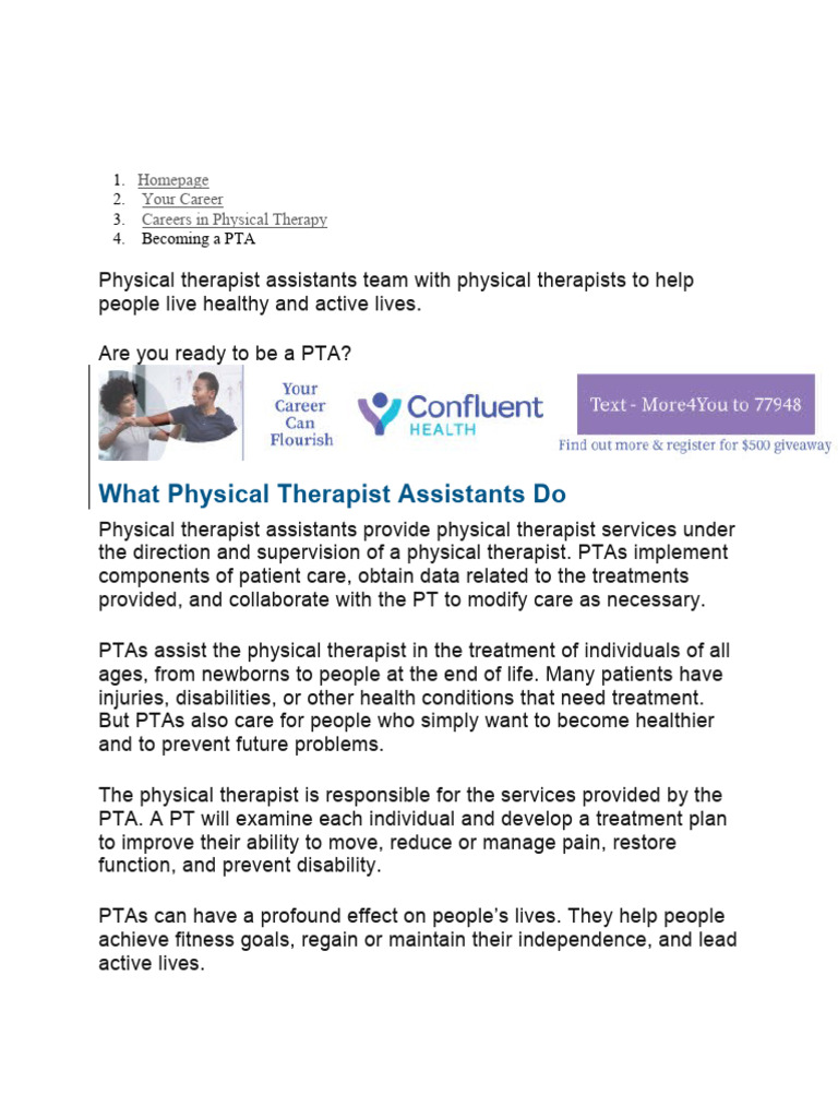 Becoming A PTA | PDF | Physical Therapy | Diseases And Disorders