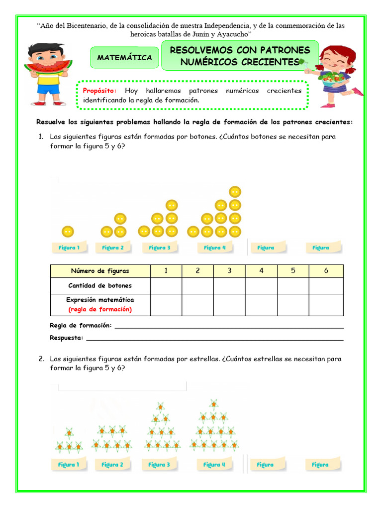 Ejercicios de Patrones Numéricos Crecientes | PDF | Matemáticas