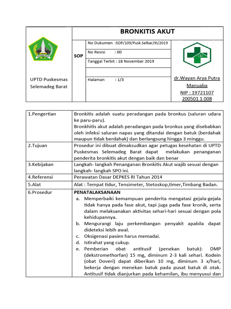 SOP Bronkitis Akut | PDF | Pengembangan Diri