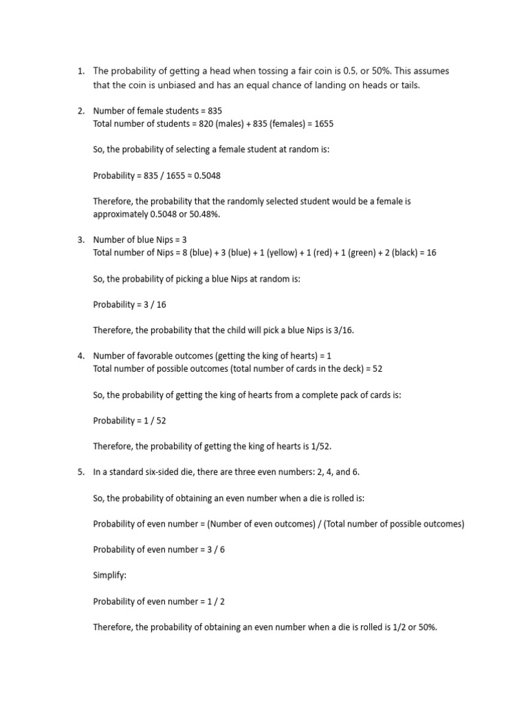 Probability Calculations Explained | PDF | Language Arts & Discipline