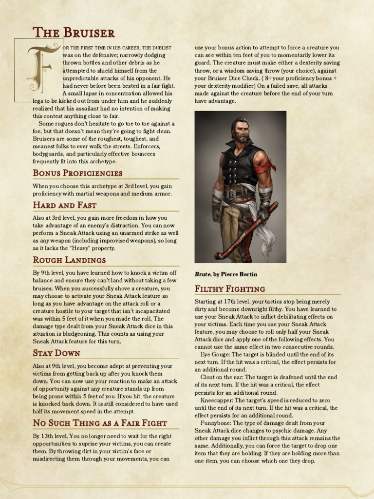 Bruiser - Rogue Subclass | PDF | Law | Self-Improvement