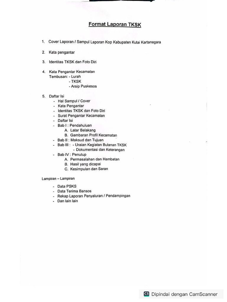 Format Laporan TKSK | PDF