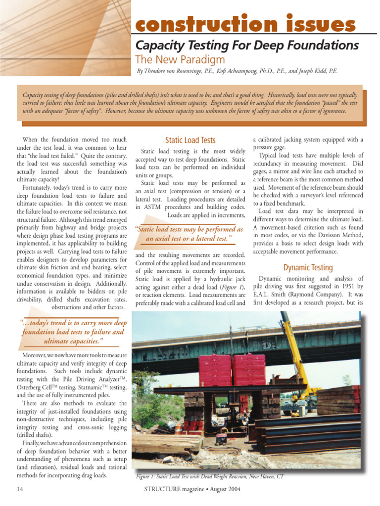 Capacity Testing For Deep Foundations | PDF | Deep Foundation ...
