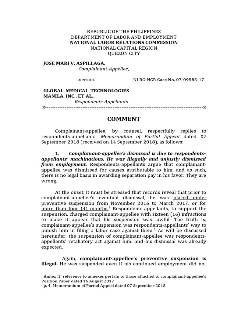 Comment To Appeal | PDF | Employment | Supreme Court Of The United States