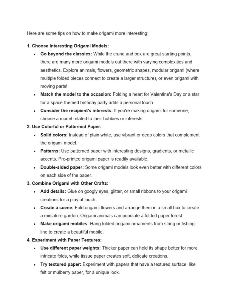 Creative Origami Tips & Ideas | PDF