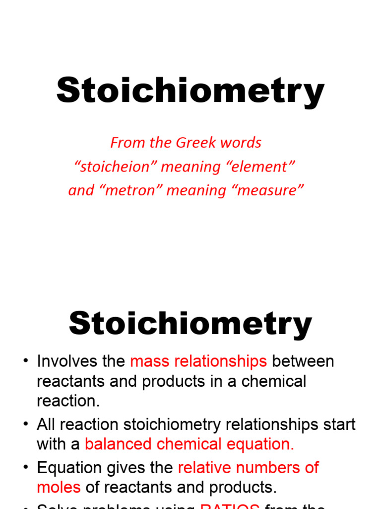 Stoichiometry | PDF | Mole (Unit) | Stoichiometry