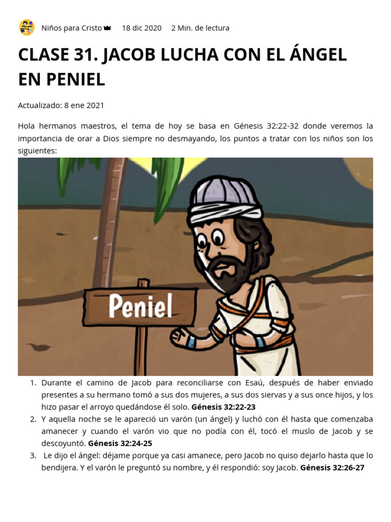 Jacob Lucha Con El Ángel en Peniel | PDF