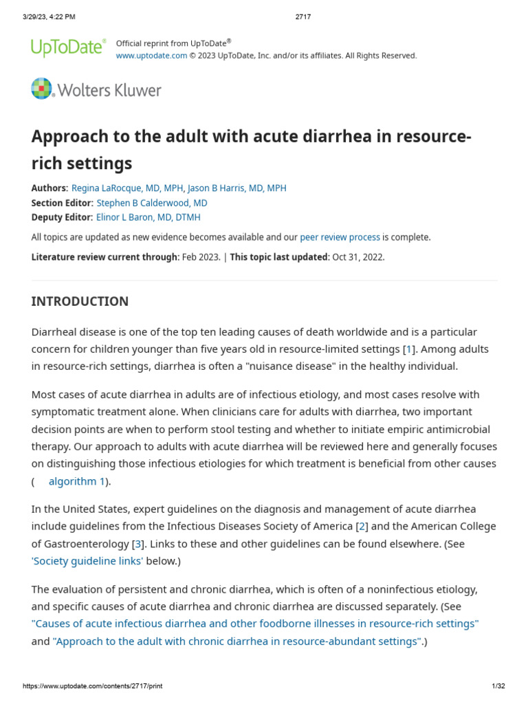 Acute Diarrhea | PDF | Diarrhea | Infection
