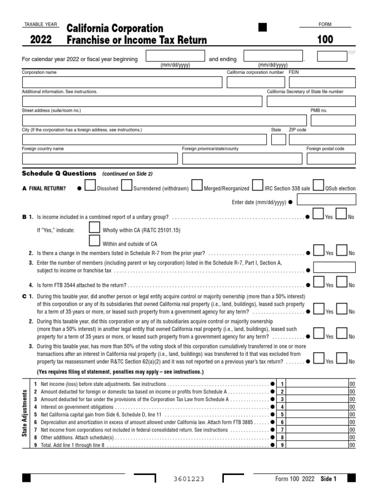 2022-100 California Tax | PDF | Irs Tax Forms | Tax Refund