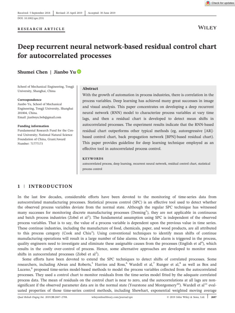 Quality Reliability Eng - 2019 - Chen - Deep Recurrent Neural Network Based Residual Control ...