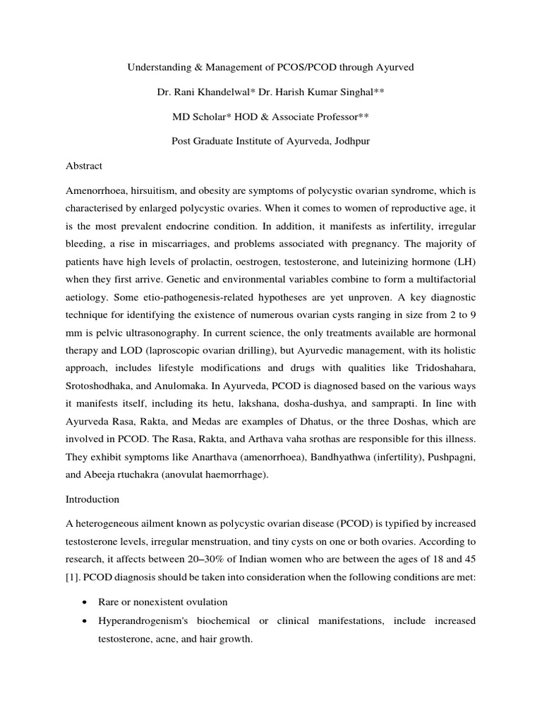 Understanding & management of pcod through ayurved | PDF | Polycystic ...