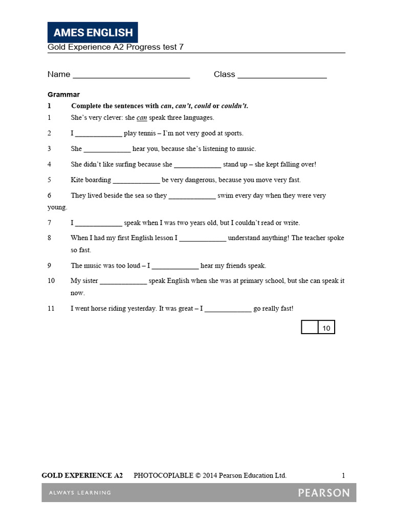 A2 Progress Test 07 Pdf Sports Recreation Language Arts