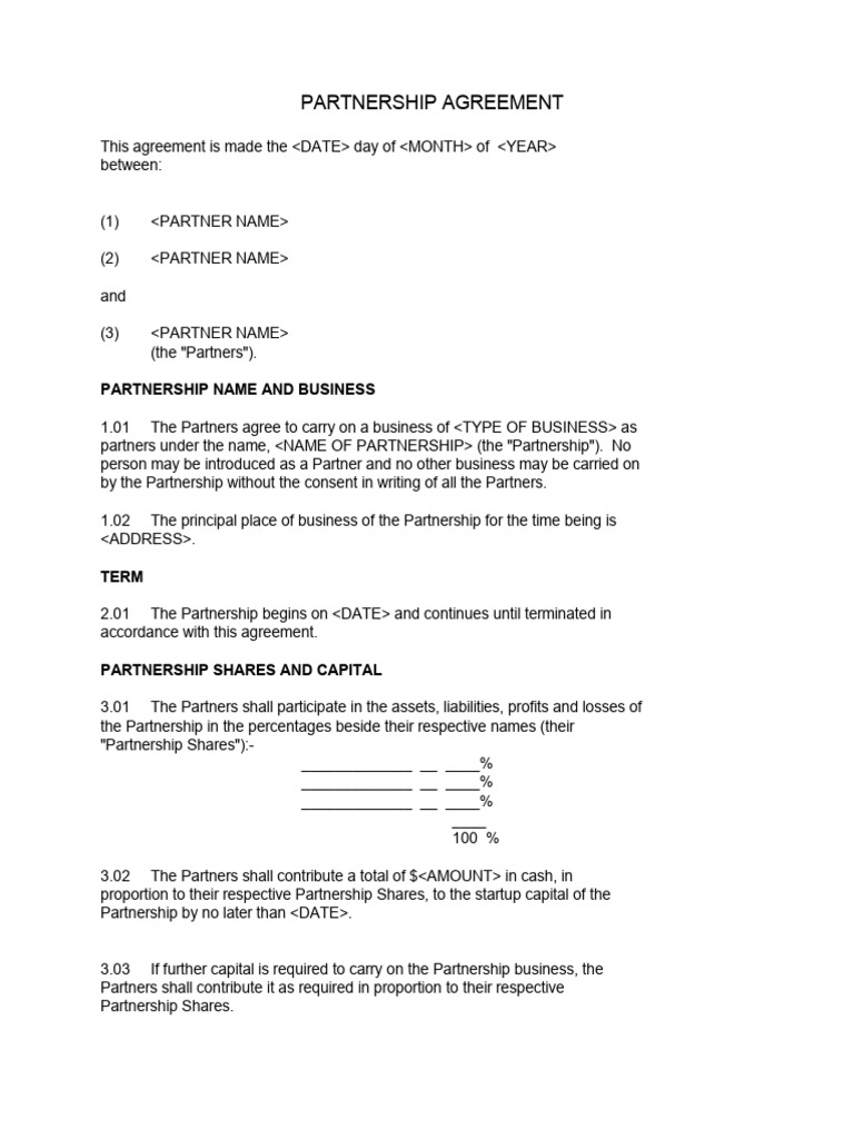 LPS-Partership Agreement Template | PDF | Partnership | Arbitration