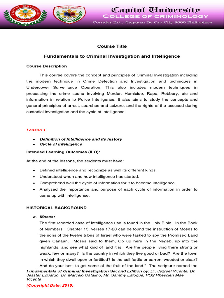 CDI 101 Hand-Outs Finals | PDF | Delilah | Covert Operation