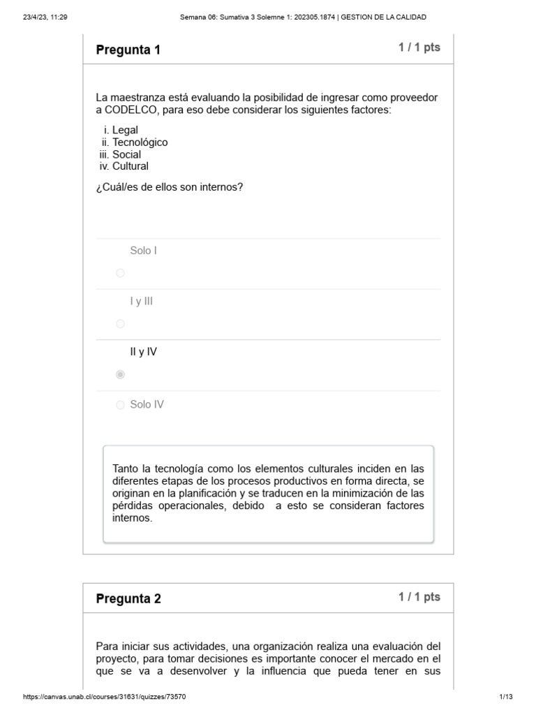 Semana 06 - Sumativa 3 Solemne 1 - 202305.1874 - GESTION DE LA CALIDAD | PDF | Gestión de la ...