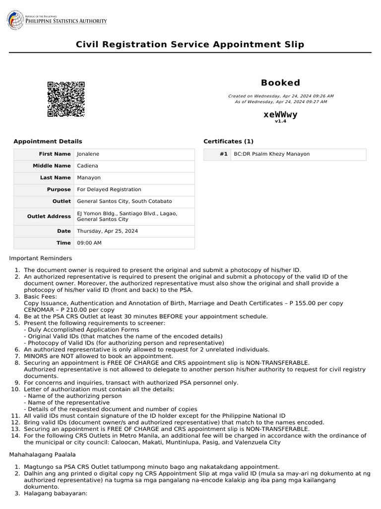 PSA Appointment | PDF | Law