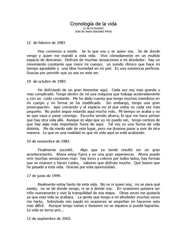 Cronología de La Vida | PDF | Relaciones personales, crianza y ...
