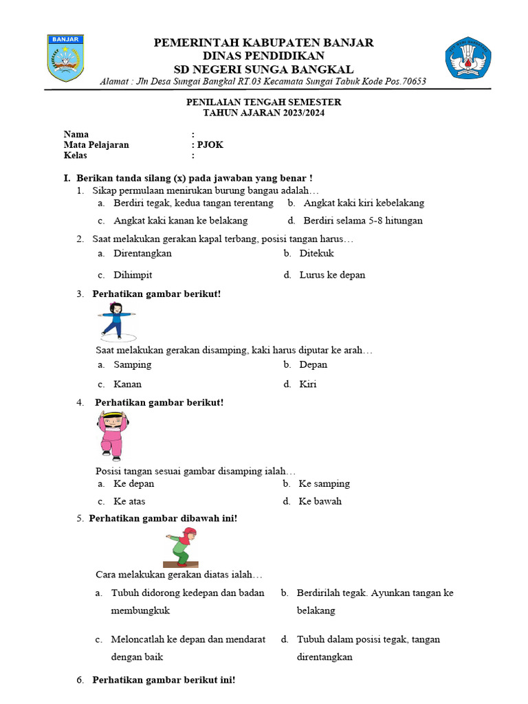 Soal Pts 2 Pjok Kelas 3 k13 | PDF | Olahraga & Rekreasi