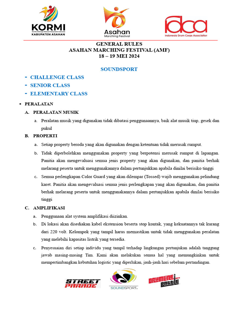 Aturan Kompetisi Soundsport AMF 2024 | PDF
