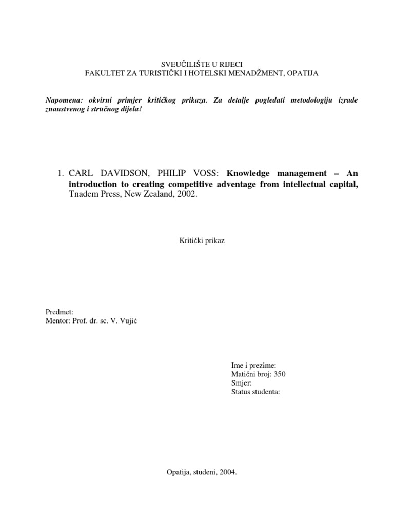 Kriticki Prikaz | PDF