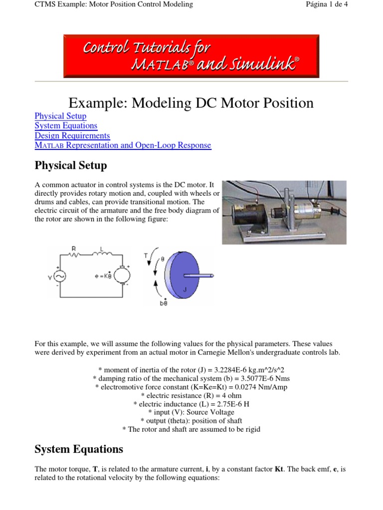 1 - Modeling DC Motor Position | PDF | Electric Motor | Systems Theory