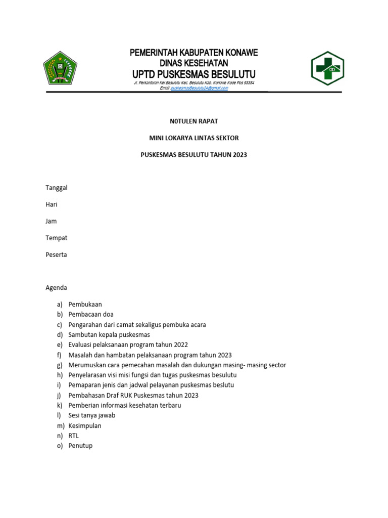 Rapat Lintas Sektor Puskesmas Besulutu 2023 | PDF | Sains & Matematika