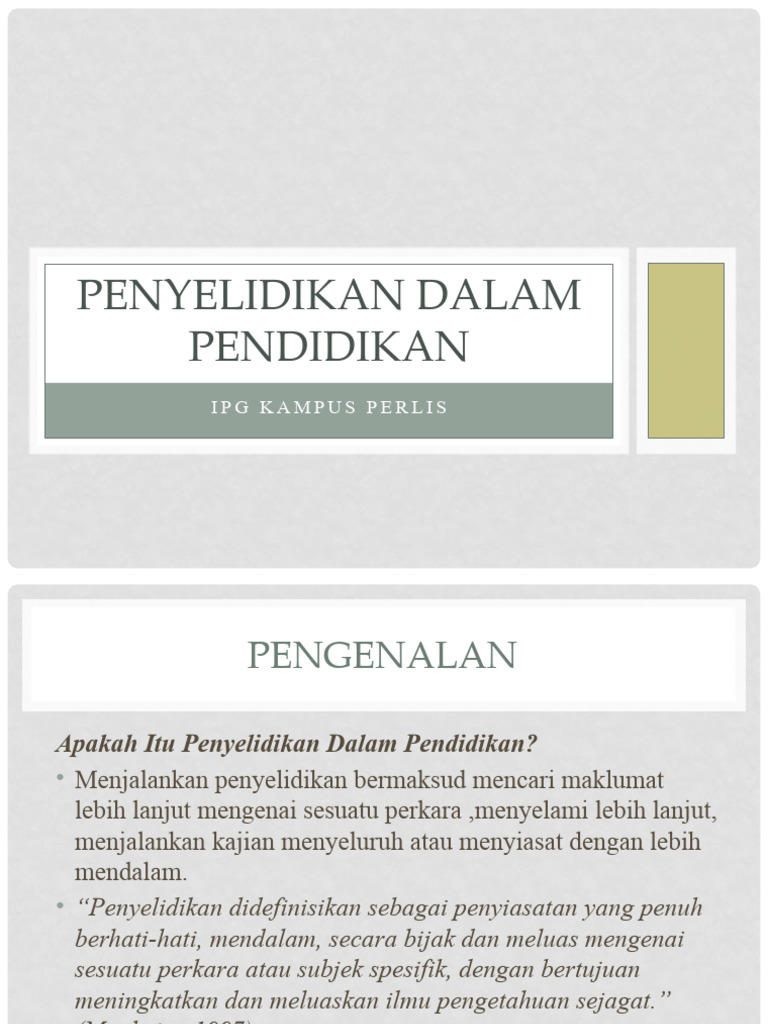 Tajuk 1 Penyelidikan Dalam Pendidikan | PDF | Karier & Perkembangan