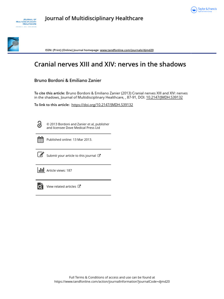 Cranial Nerves XIII and XIV Nerves in The Shadows | PDF | Human Anatomy ...
