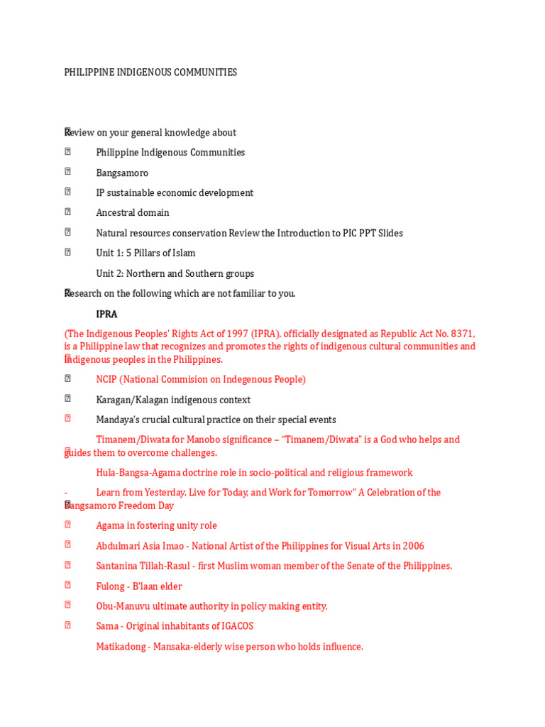 Ip Final Reviewer | PDF | Mindanao | Ethnicity