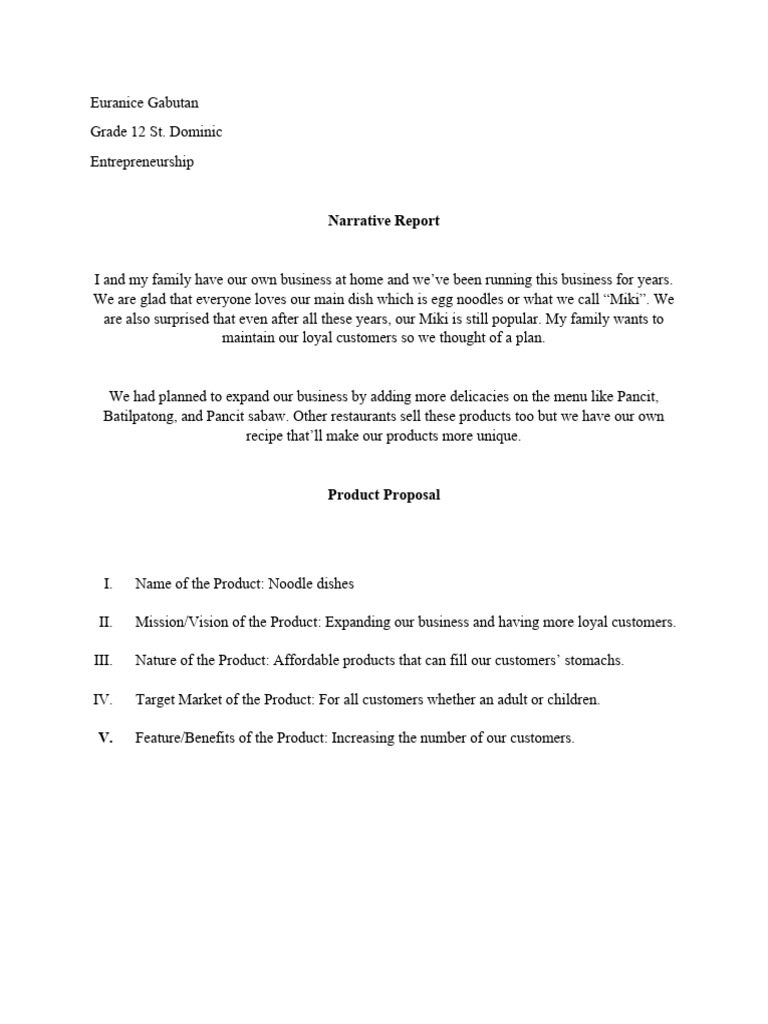 Narrative Report in Entrep | PDF