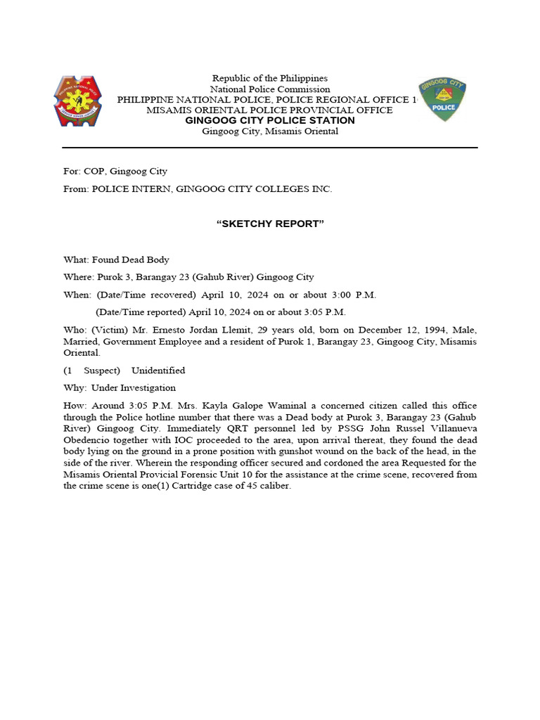 PNP Final | PDF | Police | Crime Scene