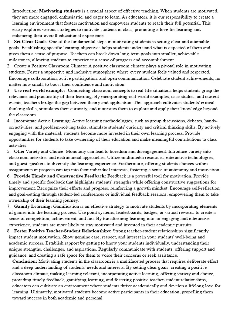 Motivation Stds in Classroom 1 | PDF | Second Language Acquisition ...