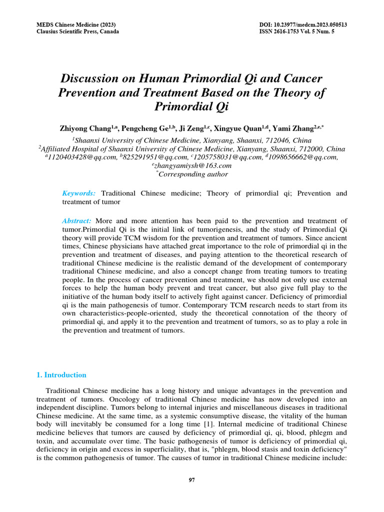 Primordial Qi and Cancer Prevention | PDF | Traditional Chinese ...