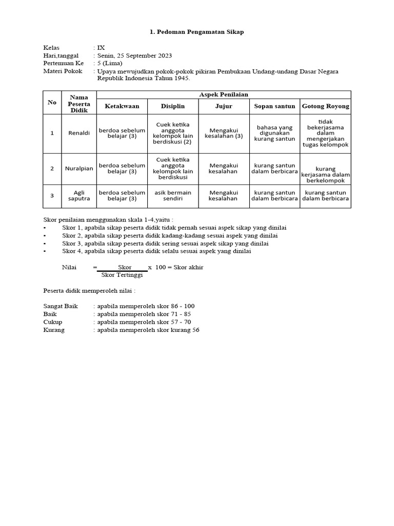 Format Penilaian SMP | PDF | Karier & Perkembangan