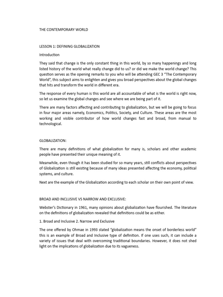 THE-CONTEMPORARY-WORLD | PDF | Globalization | Market (Economics)
