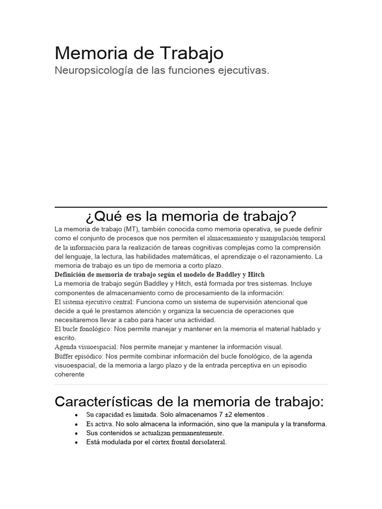 Control Inhibitorio y Memoria de Trabajo | PDF | Memoria | Memoria de ...
