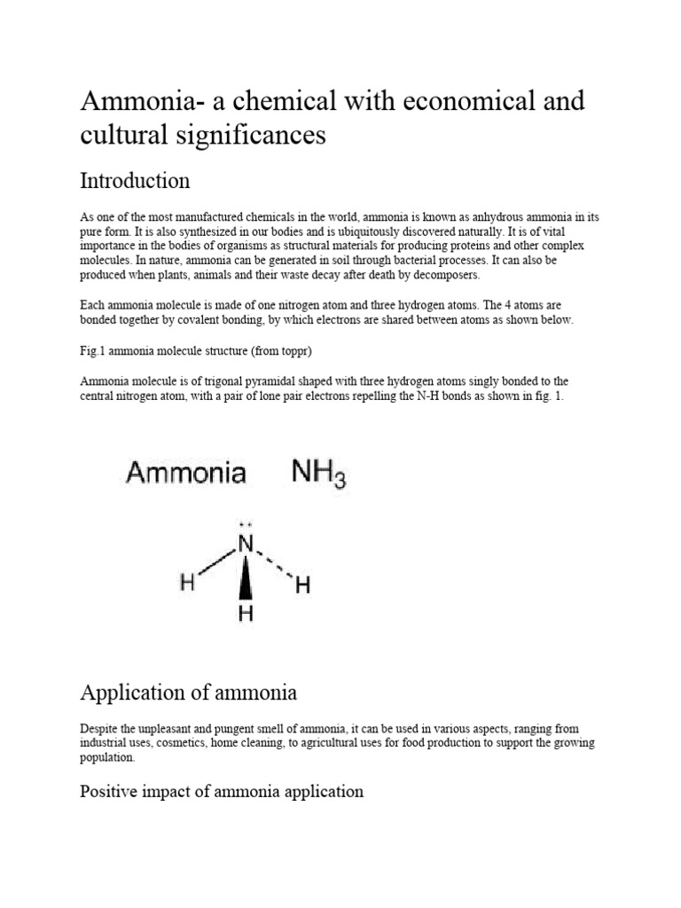Ammonia | PDF | Ammonia | Chemical Bond