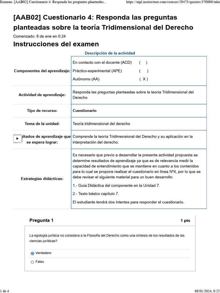 Examen (AAB02) Cuestionario 4 Responda Las Preguntas Planteadas Sobre La Teoría Tridimensional ...
