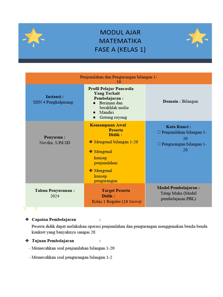 Modul Ajar MTK Evi | PDF