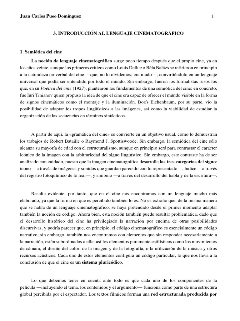 Introduccion Al Lenguaje Cinematografico | PDF | Narración | Analogía Introduccion Al Lenguaje Cinematografico | PDF | Narración | Analogía