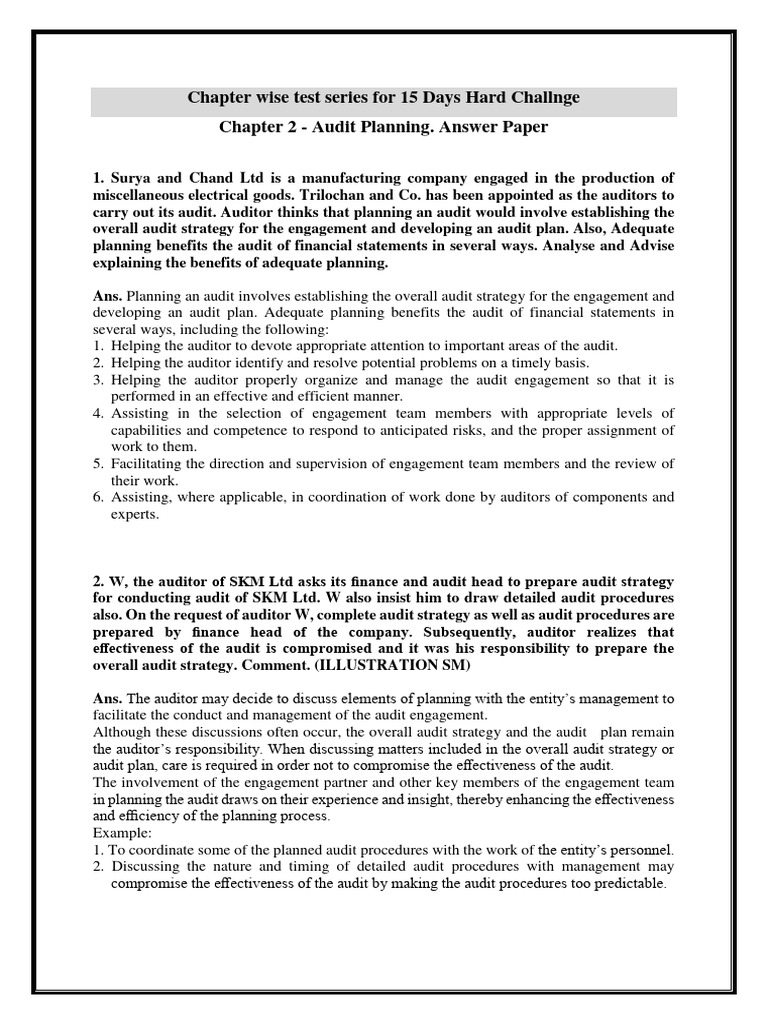 CA Final Audit Sample Test Ans | PDF | Audit | Business