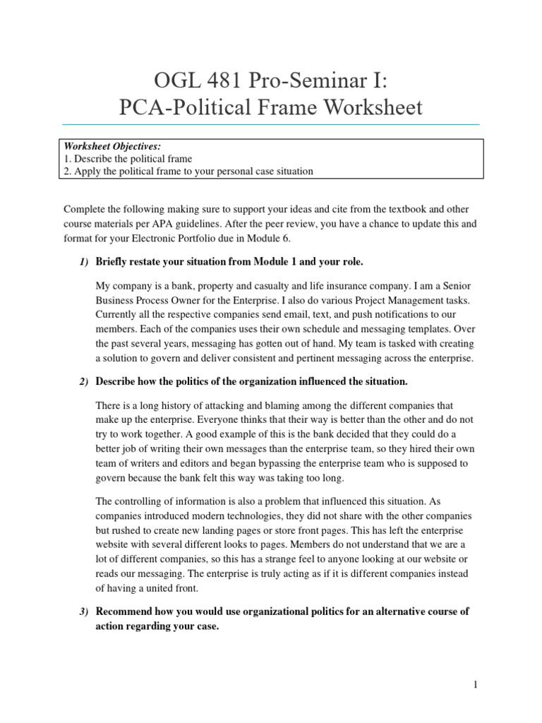 4 Political Frame Worksheet | PDF | Human Communication | Business