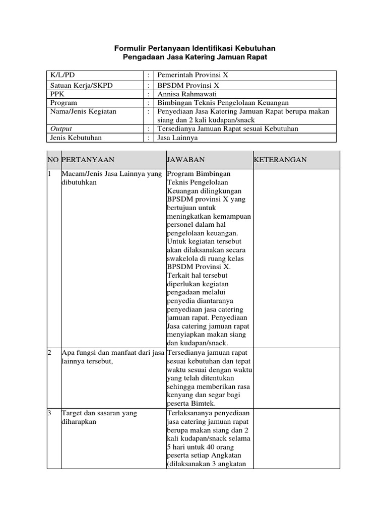Lampiran 3 - Form Identifikasi Kebutuhan | PDF